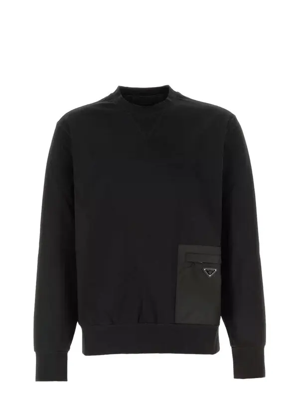 Prada Triangle Logo Pocket Sweatshirt - Black