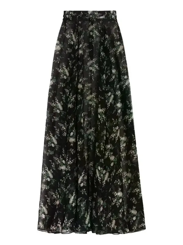 Dolce & Gabbana Floral Print Chiffon Maxi Skirt - Black