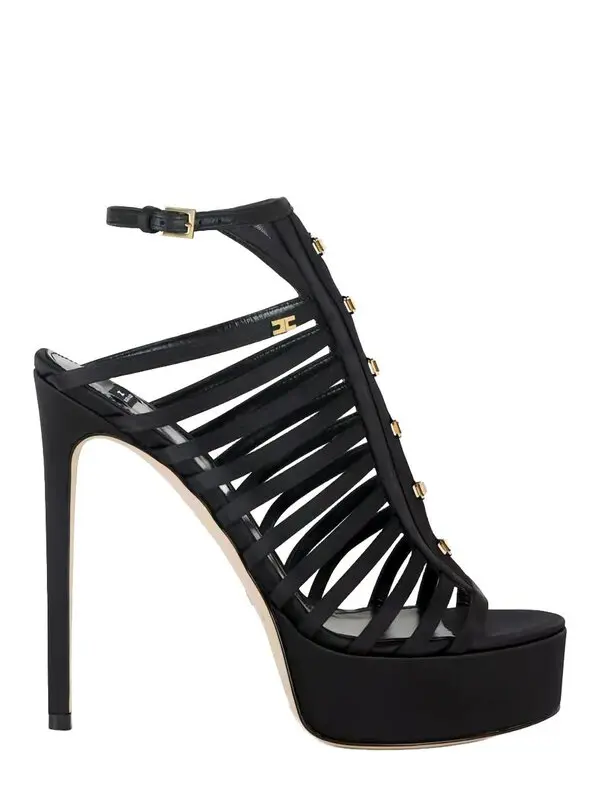 Elisabetta Franchi Leather Platform Stiletto Sandals - Black