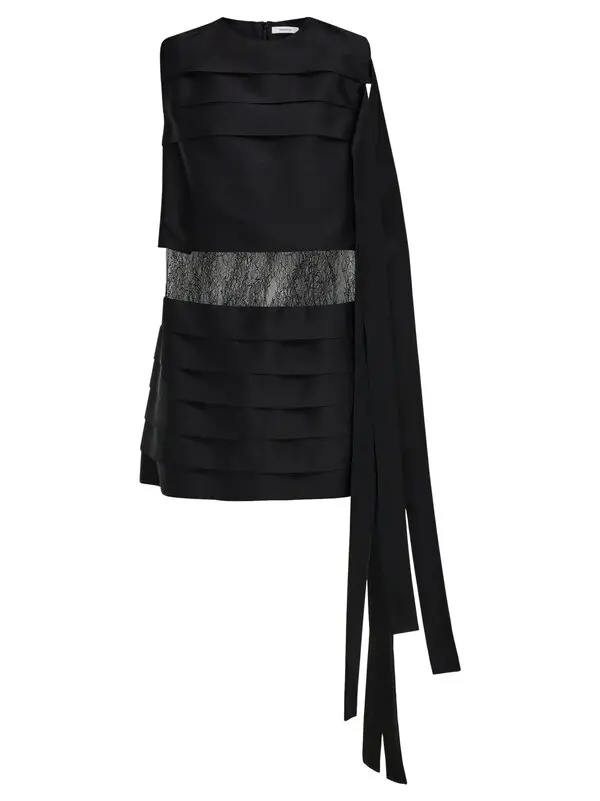 FERRAGAMO Mini Dress With Lace Detail - Black