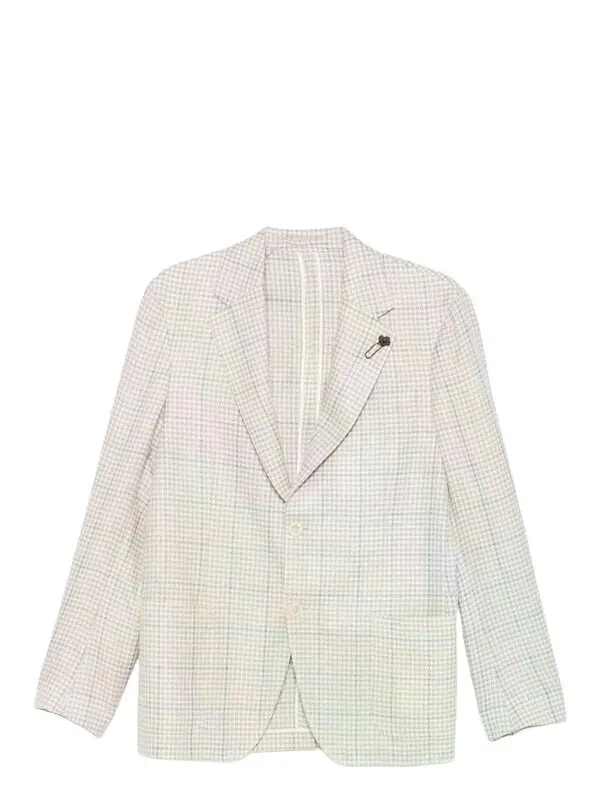 LARDINI Single-breasted Checked Blazer - Neutrals