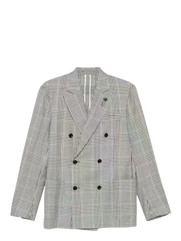 LARDINI Double-breasted Checked Blazer - Brown