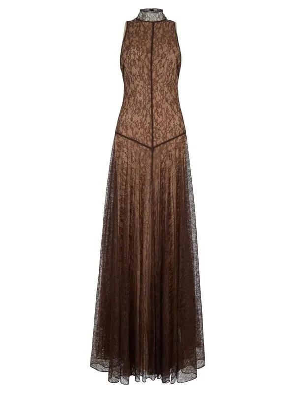 DE LA VALI Foehn Lace Maxi Dress - Brown