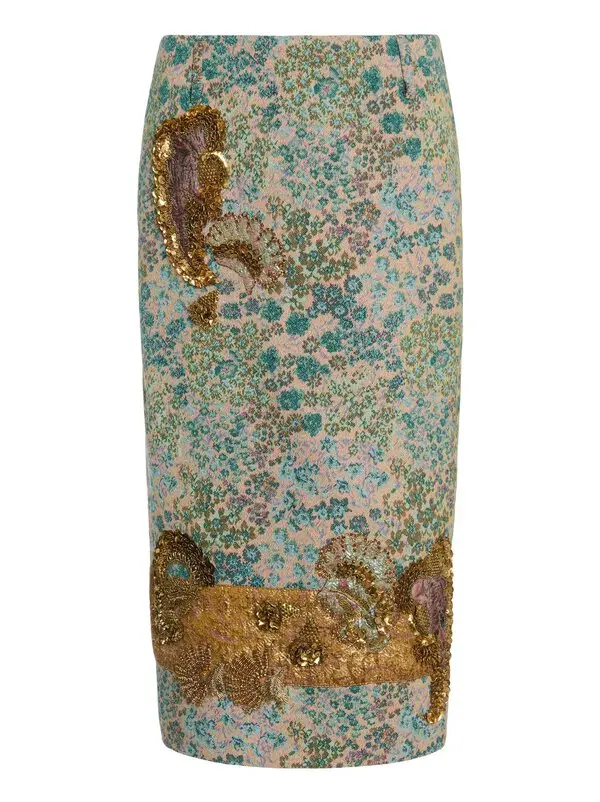 Dries Van Noten Sentista Embellished Midi Skirt - Blue