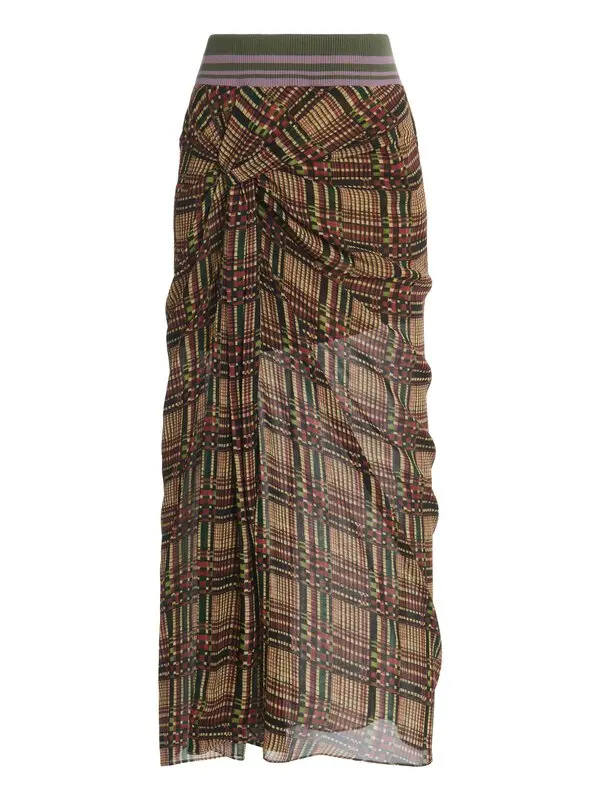 Dries Van Noten Suma Draped Midi Skirt - Multi