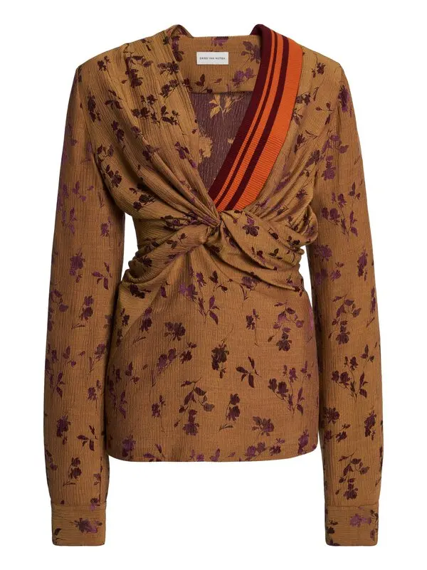 Dries Van Noten Canira Draped Top - Brown