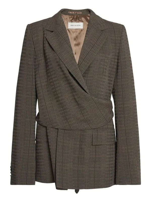 Dries Van Noten Draped Wool Blazer - Neutral
