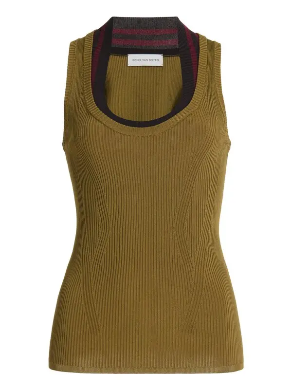 Dries Van Noten Topaza Ribbed Top - Yellow