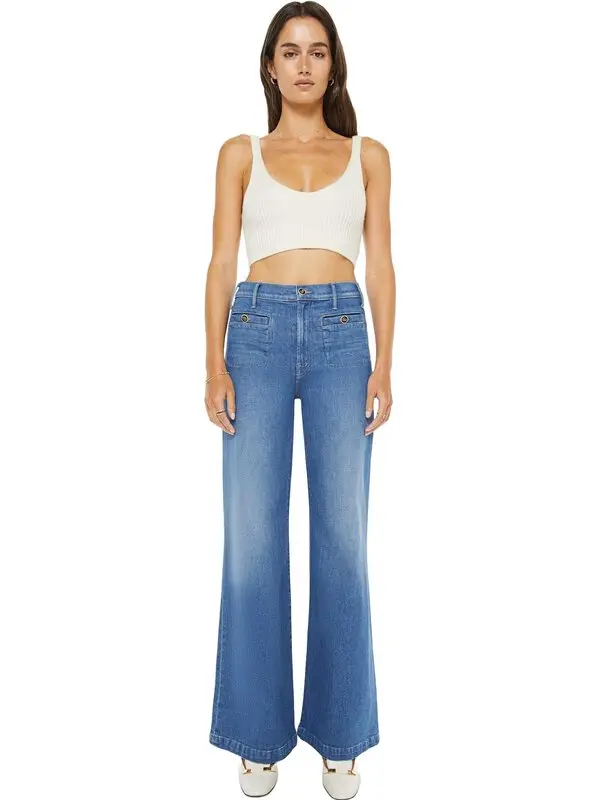 MOTHER The Stashed Hustler Roller Sneak Jeans - Blue