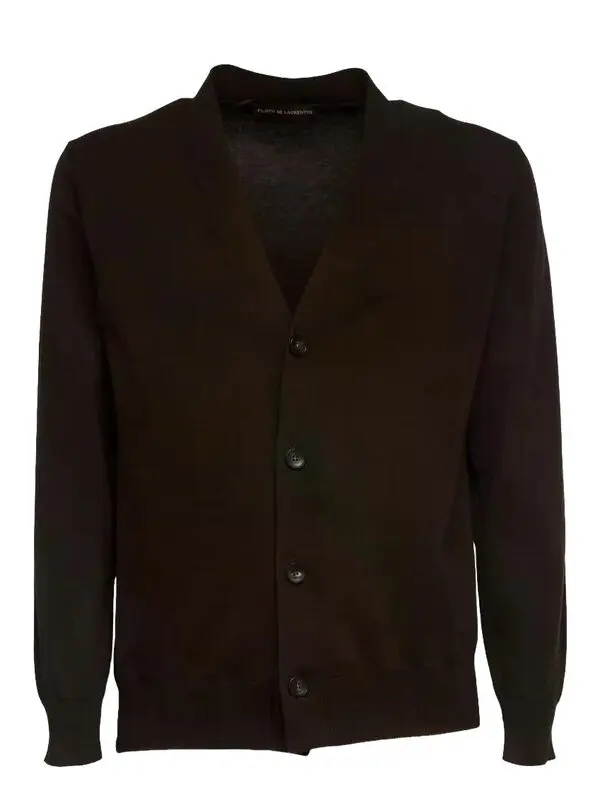 FILIPPO DE LAURENTIIS Ribbed V-neck Cardigan - Brown
