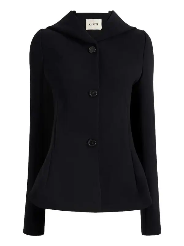 Khaite Hooded Button Jacket - Black