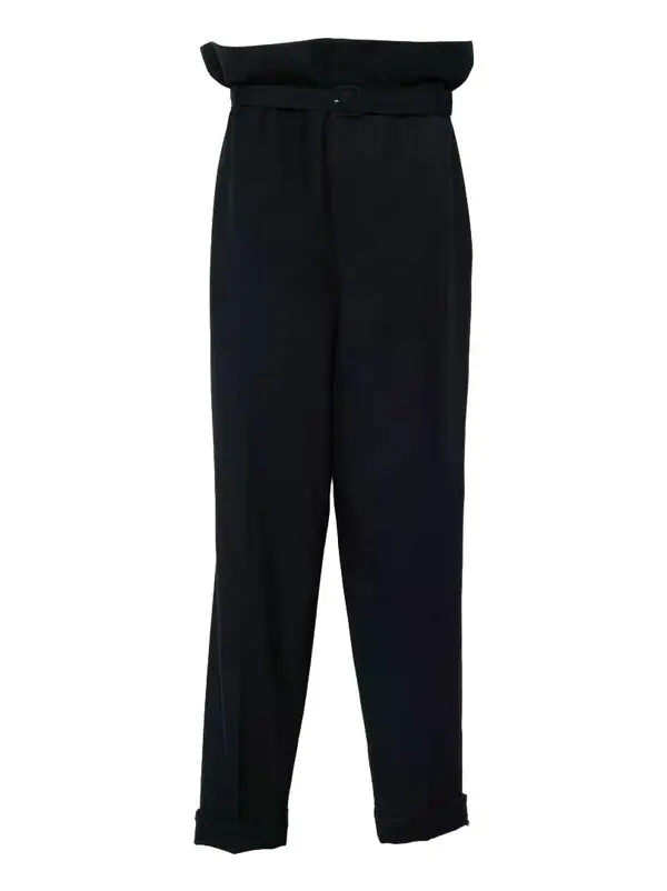 Saint Laurent Belted Cuffed Trousers - Blue