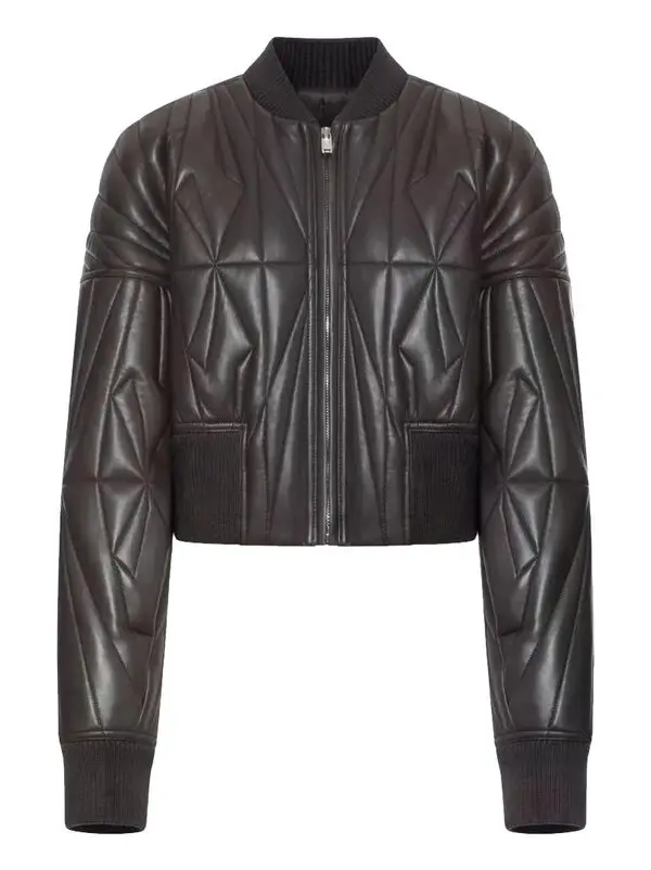 Moncler Geocamo Flight Leather Jacket - Brown