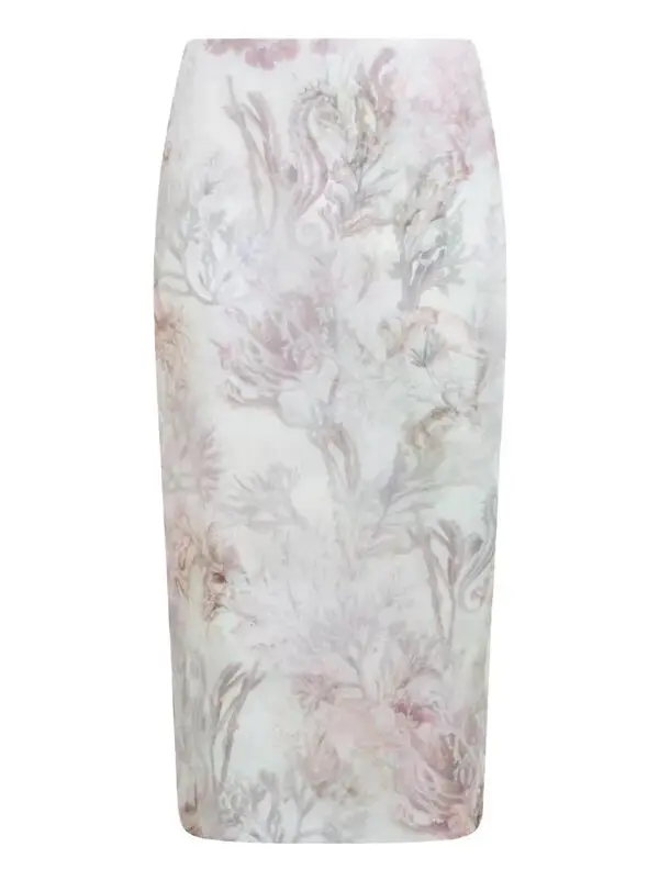 Max Mara Midi Floral-print Skirt - White