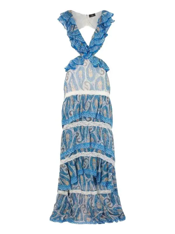 Etro Cut-out Ruffled Dress - Blue