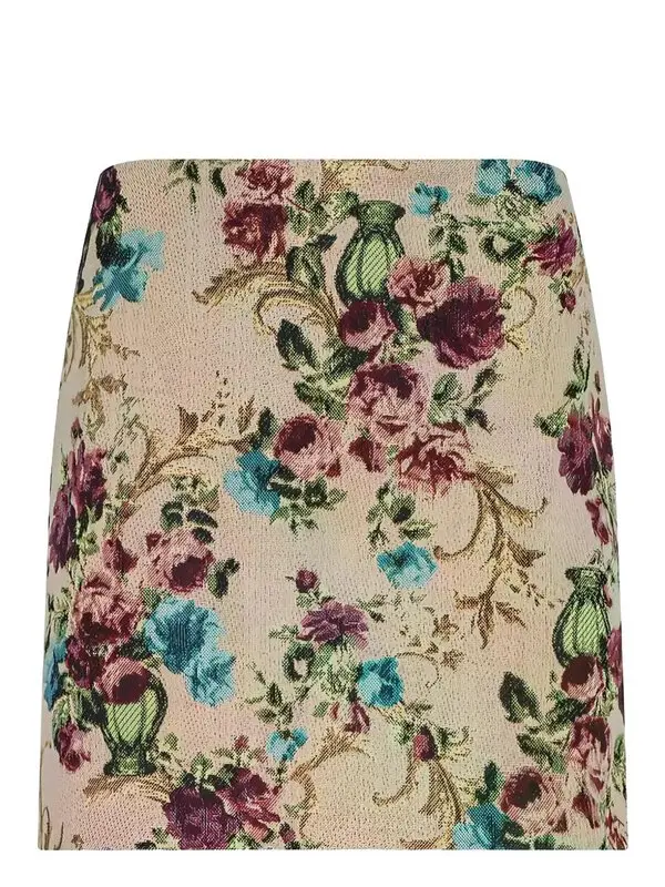L'Agence Marseile Floral Mini Skirt - Neutrals