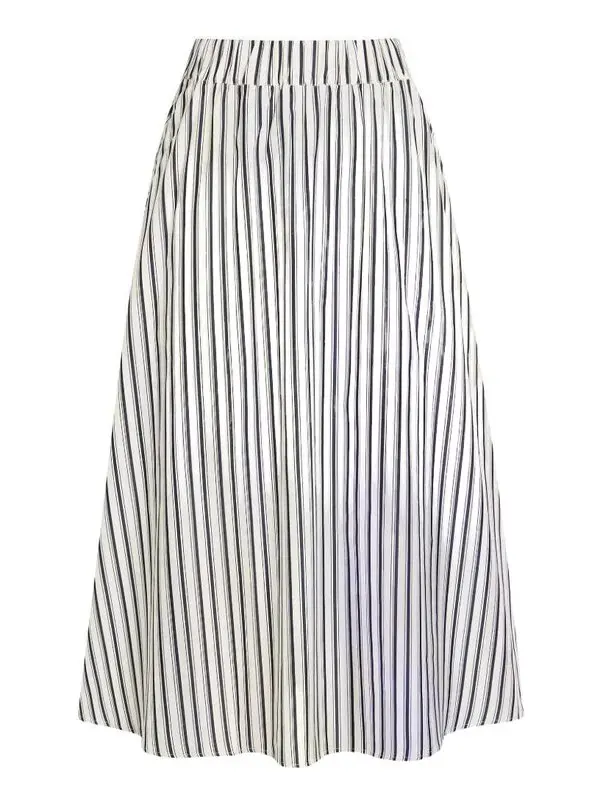 Maria Mcmanus Striped Cotton Midi Skirt - Neutrals