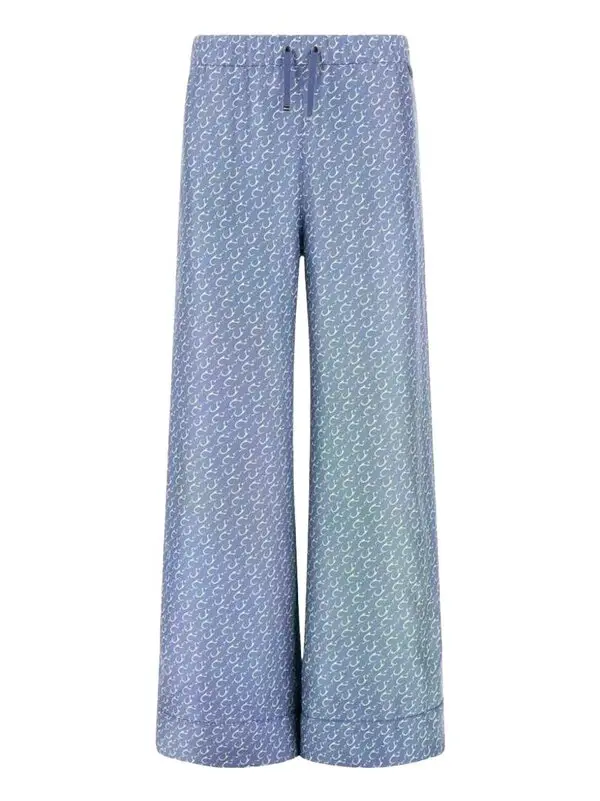 Herno Patterned Wide Leg Trousers - Blue