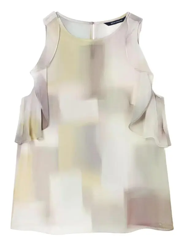 Armani Exchange Graphic Print Ruffled Blouse - Neutrals