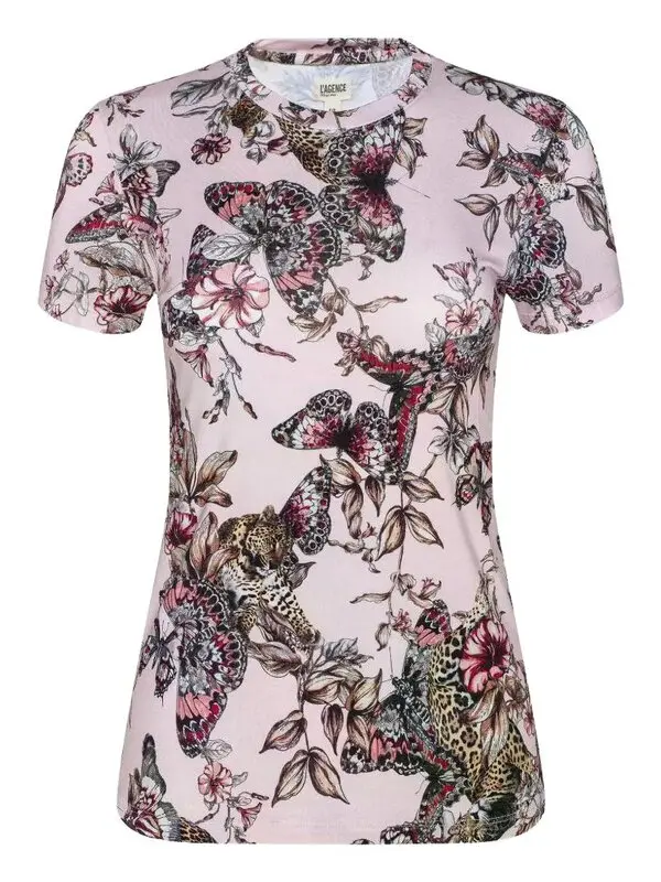 L'Agence Butterfly-print T-shirt - Pink