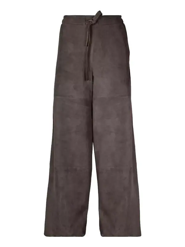DESA 1972 Tie-waist Suede Palazzo Trousers - Brown
