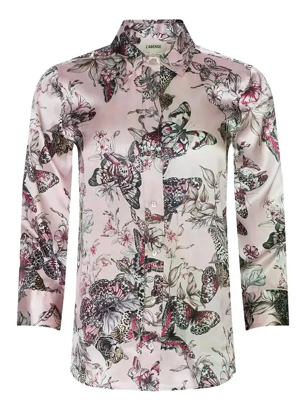 L'Agence Dani Butterfly-print Blouse - Pink