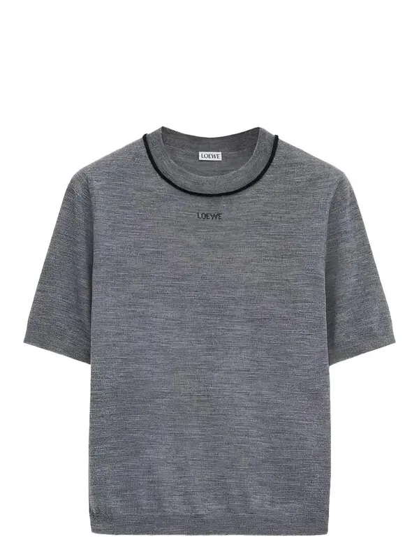 Loewe Logo-detail Knitted T-shirt - Grey