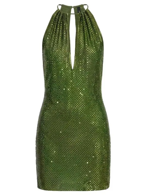 SELF-PORTRAIT Mini Rhinestone Dress - Green