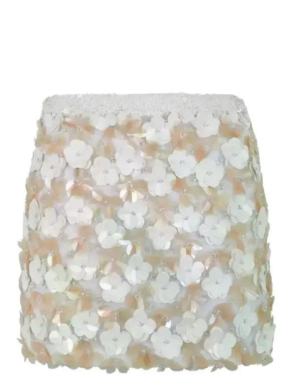 P.a.r.o.s.h Floral-appliqué Skirt - White