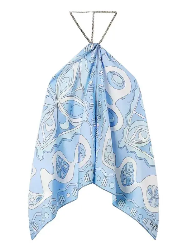 Emilio Pucci Angoli-print Chain Top - Blue