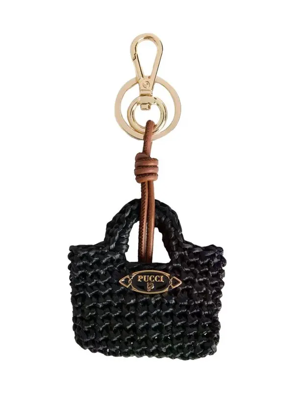 Emilio Pucci Mini Raffia Bag Charm - Black