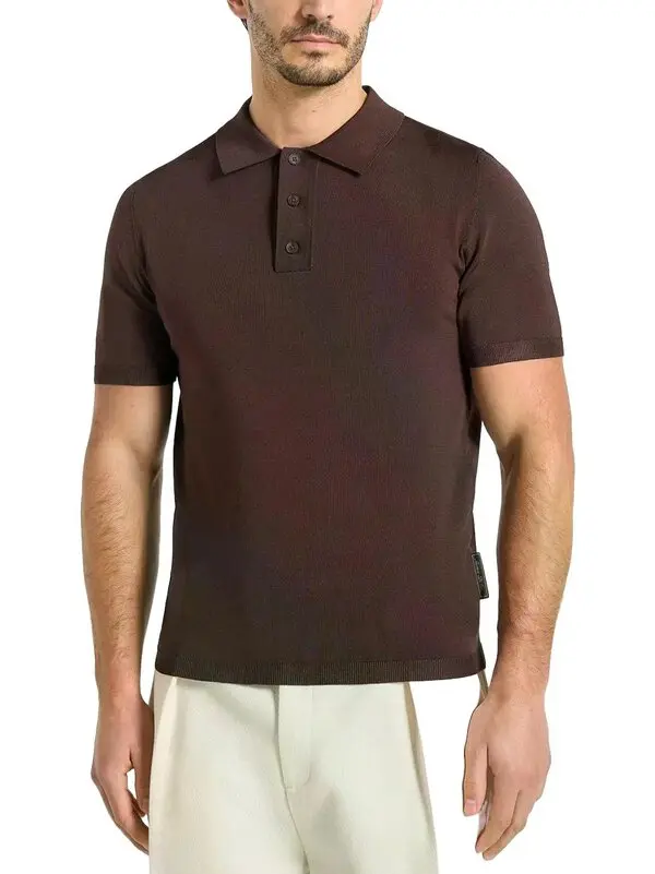 Manière De Voir Ribbed Knitted Polo Top - Brown