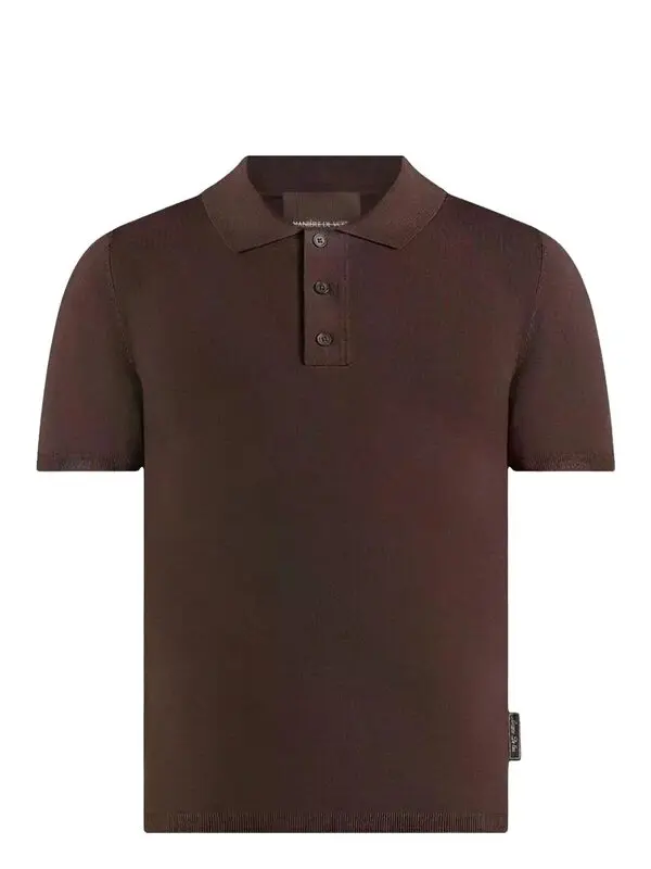 Manière De Voir Ribbed Knitted Polo Top - Brown