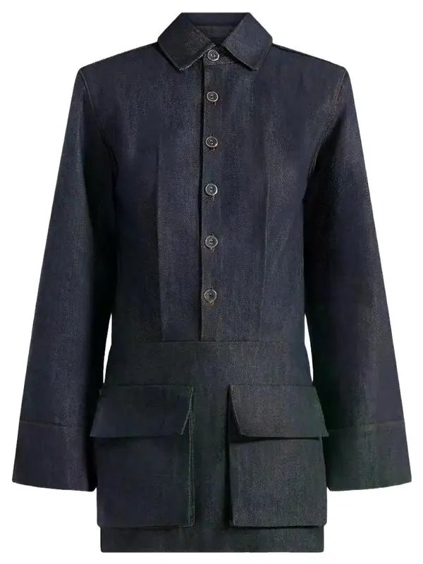 Manière De Voir Indigo Cargo Shirt Mini Dress - Blue