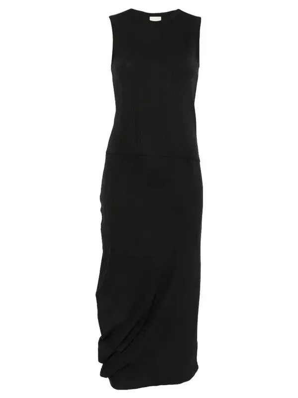 Calvin Klein Ribbed Sleeveless Midi Dress - Black