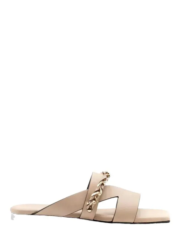 DONNARÌ Criss-cross Chain Leather Sandals - Neutrals