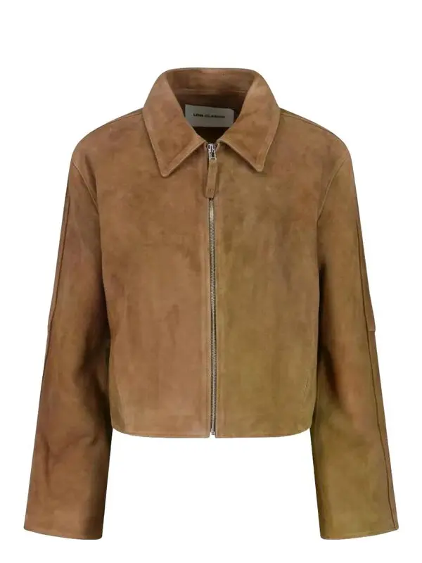 LOW CLASSIC Suede Zip-up Jacket - Brown