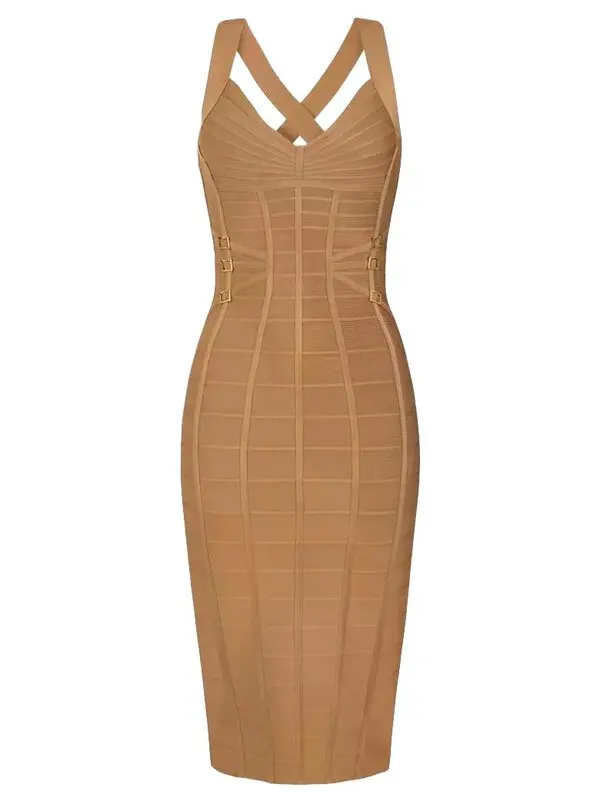 Elisabetta Franchi 3d Knit Pencil Midi Dress - Neutrals