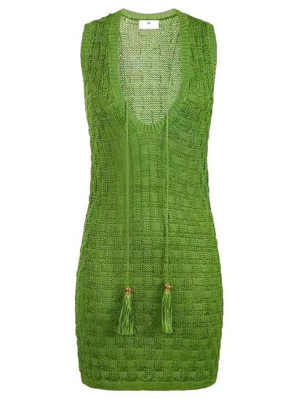 Elisabetta Franchi Basket-stitch Tassel Mini Dress - Green