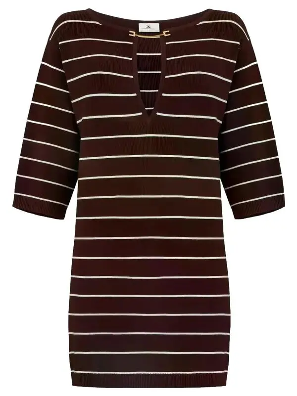 Elisabetta Franchi Striped Mini Dress - Brown