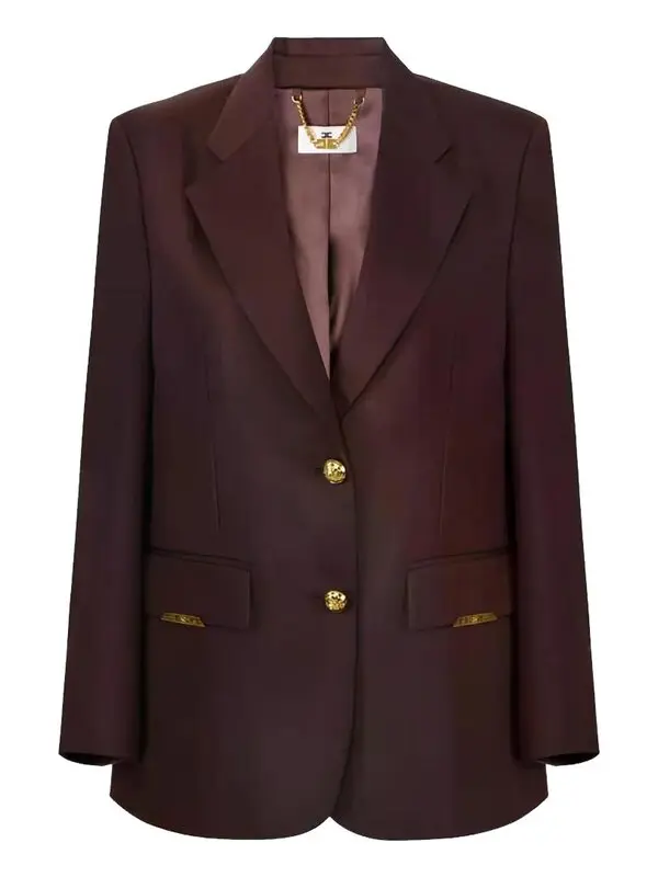 Elisabetta Franchi Single-breasted Blazer With Jewel Plaques - Brown