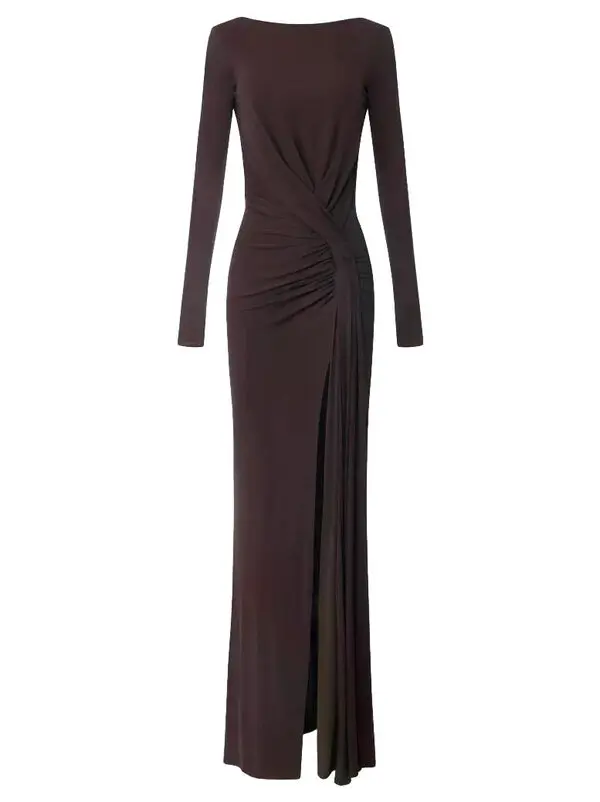 Elisabetta Franchi Open Back Draped Maxi Dress - Brown
