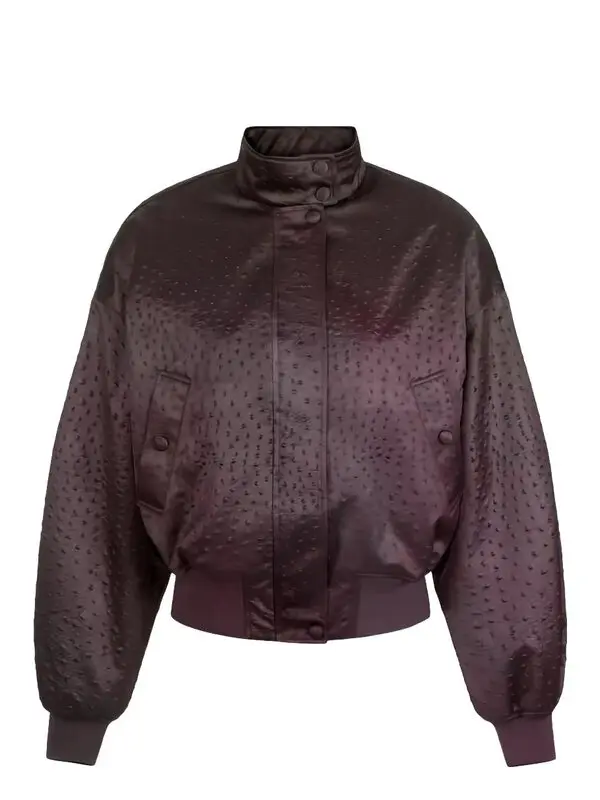Elisabetta Franchi Ostrich-print Taffeta Jacket - Brown