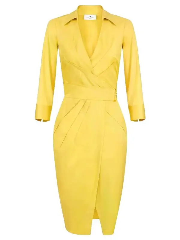 Elisabetta Franchi Wraparound Midi Dress - Yellow
