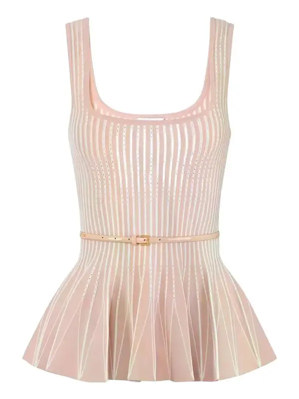 Elisabetta Franchi Pleated Peplum Top - Pink