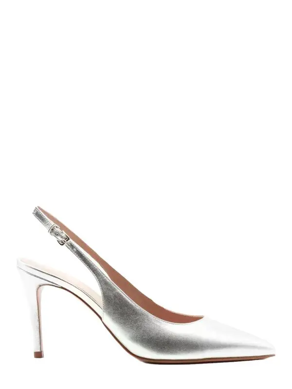 FESTA MILANO Metallic Leather Slingback Pumps - Silver