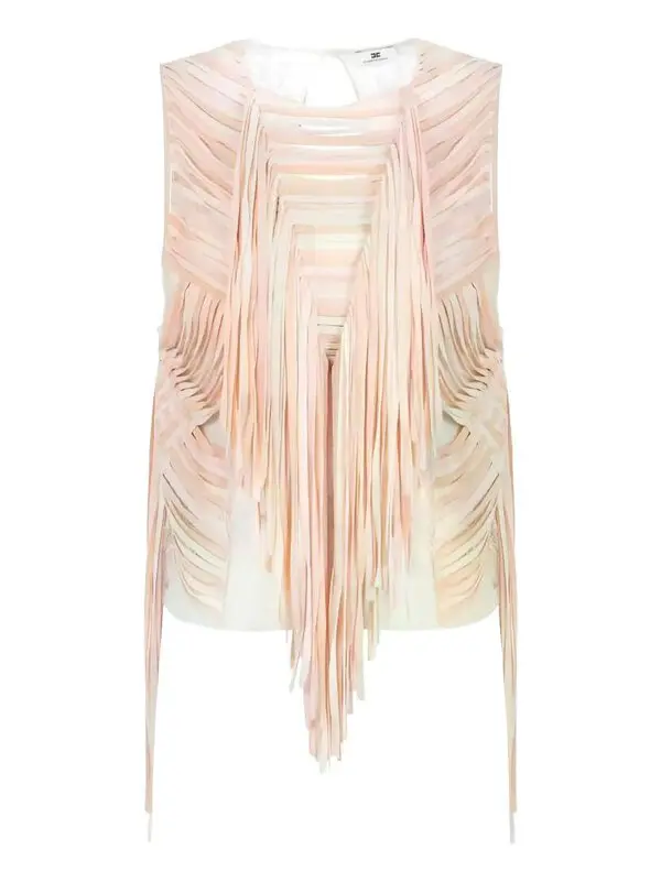 Elisabetta Franchi Floral-lace Fringed Top - Pink