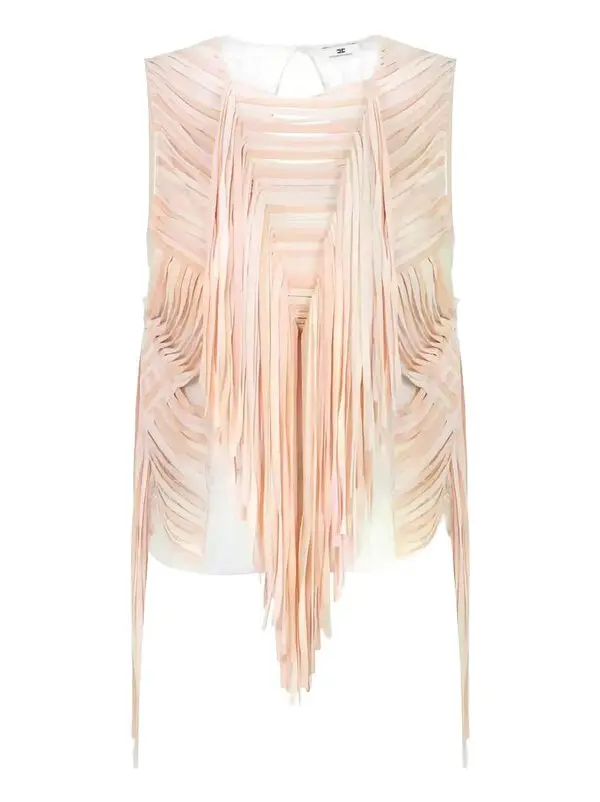Elisabetta Franchi Floral-lace Fringed Top - Pink
