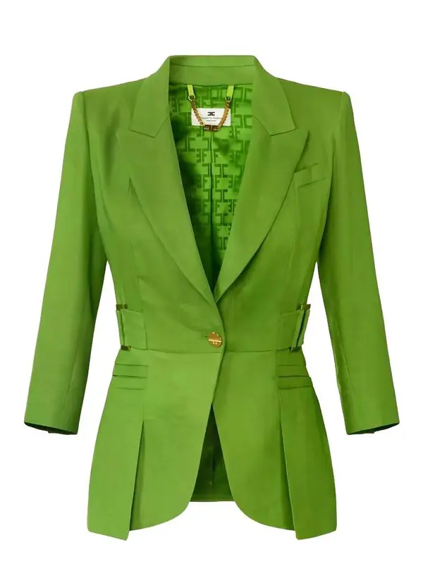 Elisabetta Franchi Linen-blend Blazer - Green