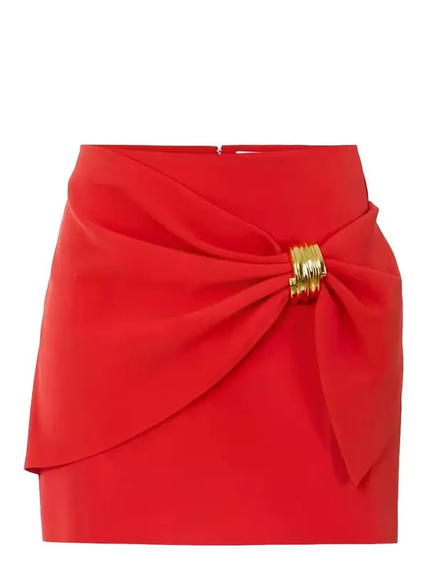 Elisabetta Franchi Draped Mini Skirt With Jewel Detail - Red